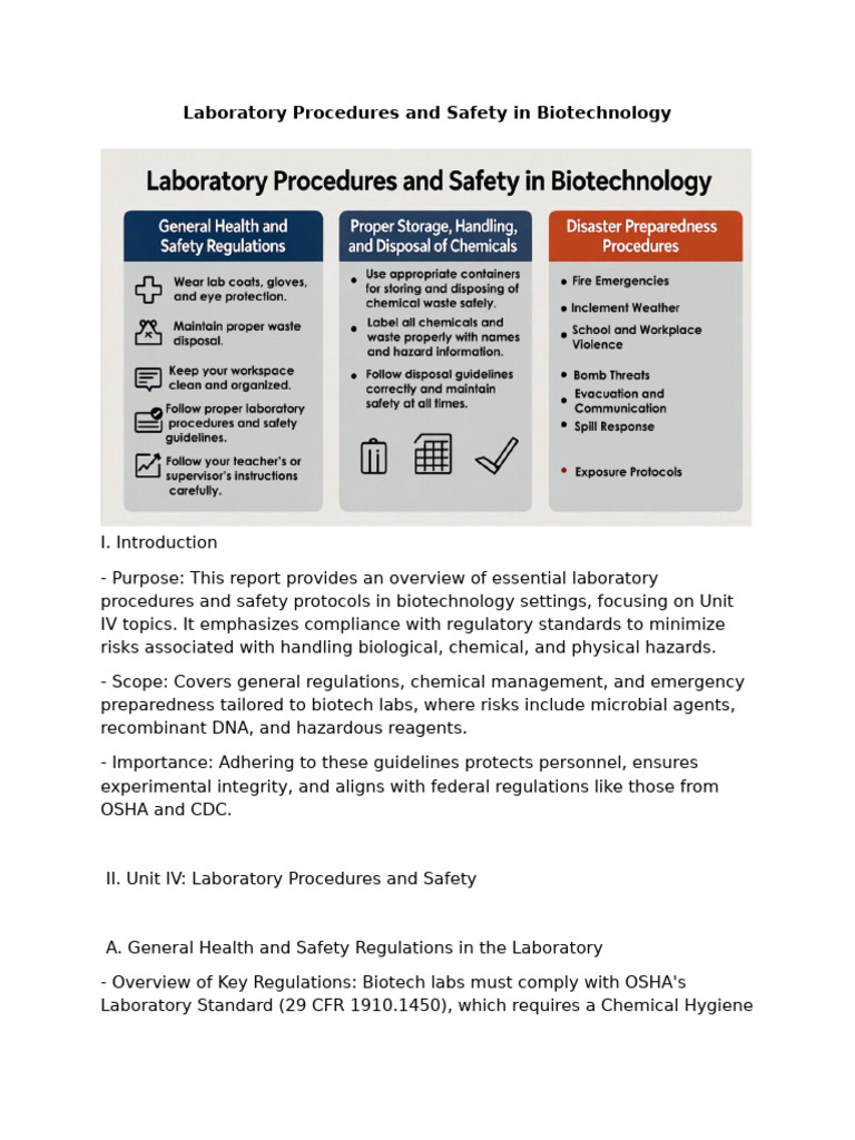 Laboratory Procedures and Safety in Biotechnology | PDF | Laboratories ...