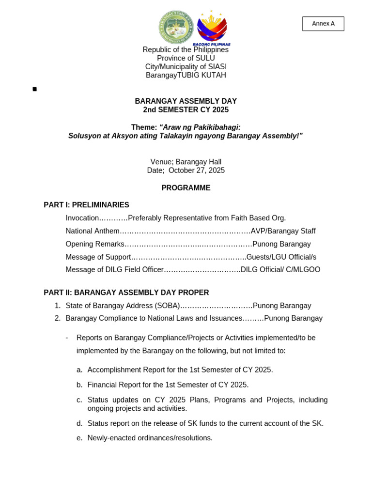 Annex A Programme Template | PDF