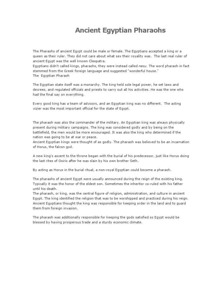 Ancient Egyptian Pharaohs | PDF