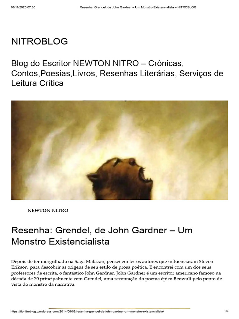 Grendel, De John Gardner | PDF | Beowulf | Narrativa