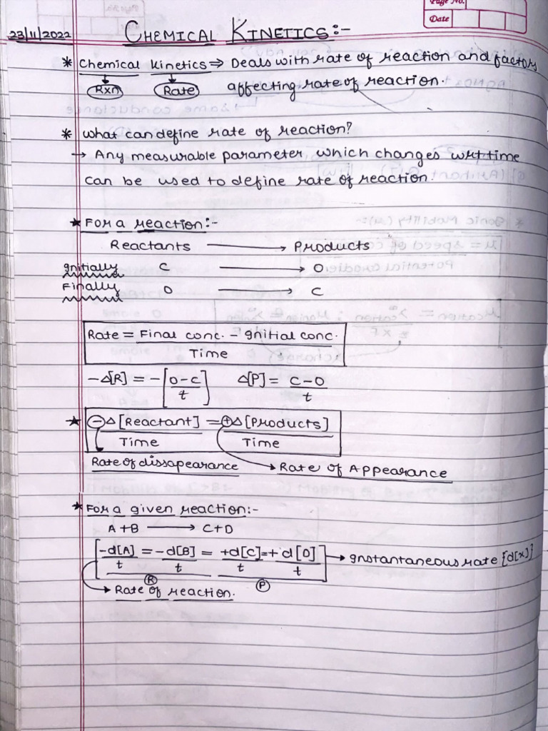 Chemical Kinetics notes | PDF