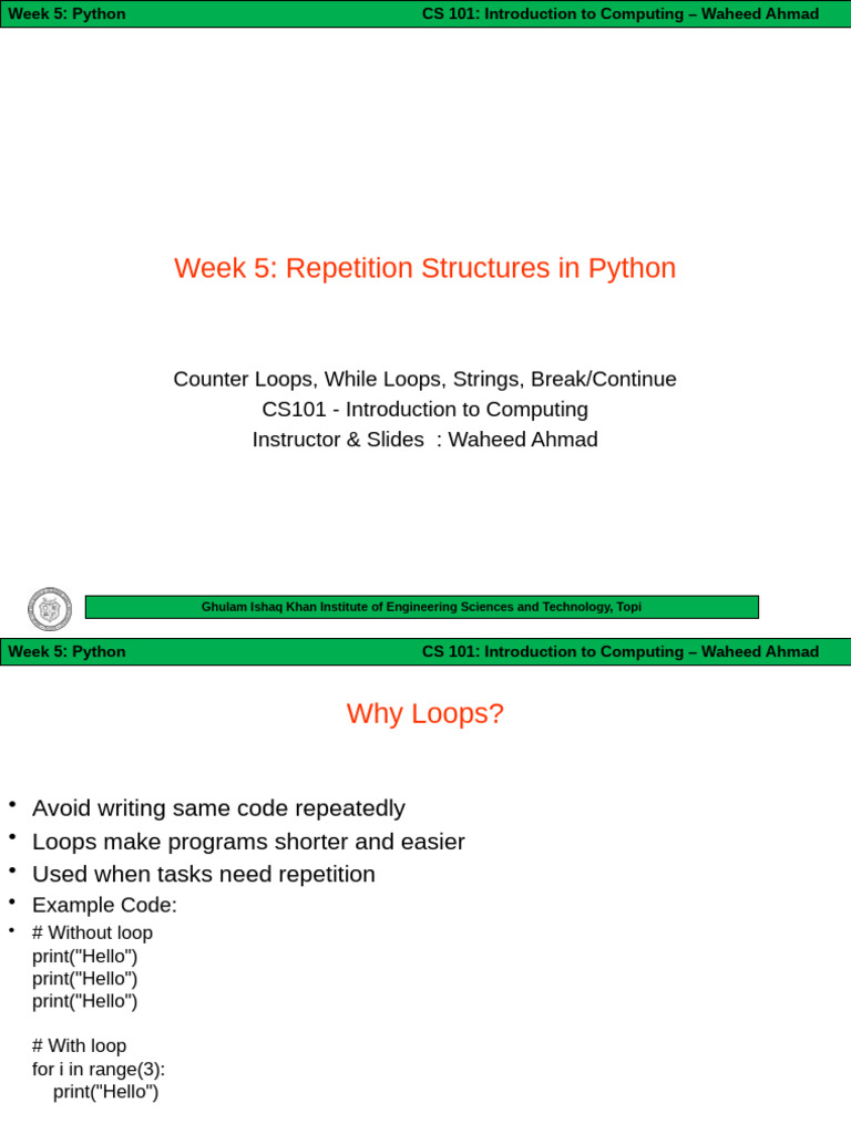 Week5 Repetition Structures Final | PDF | Control Flow | Object Oriented Programming