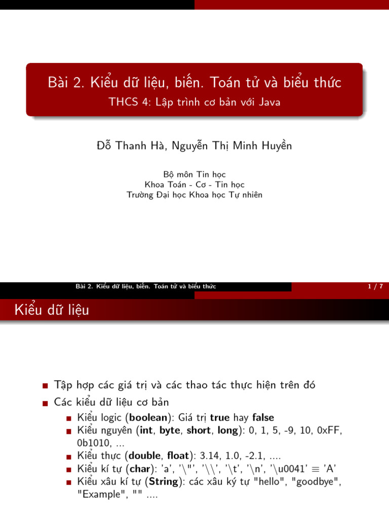 Lec02 Variable Operators | PDF