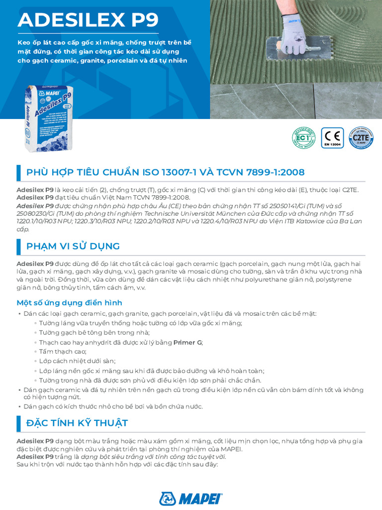 Adesilex p9 Tds | PDF