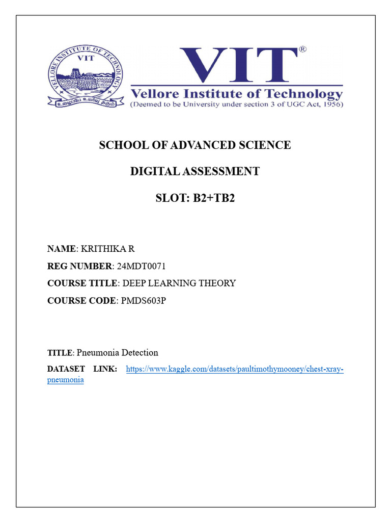 Deep Learning-Theory Assessment | PDF | Deep Learning | Pneumonia