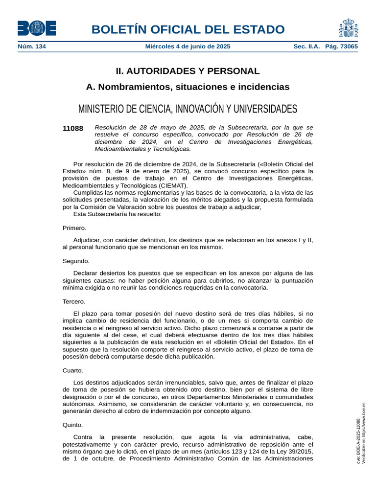 BOE-A-2025-11088 | PDF | Investigación | España