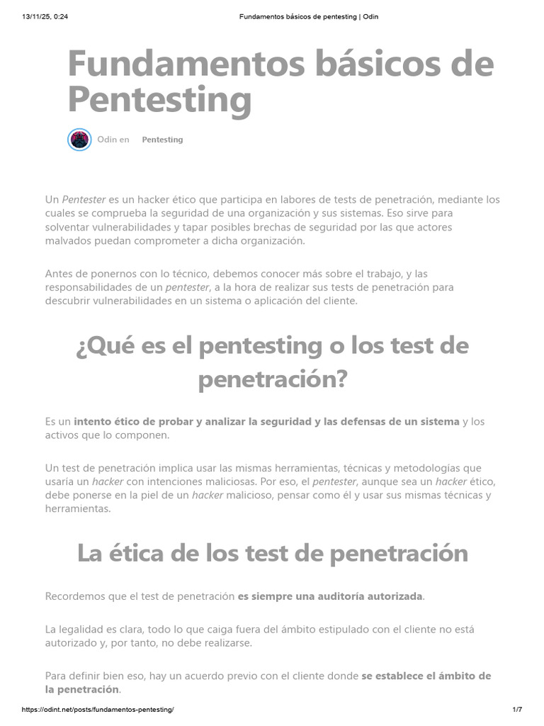 Fundamentos Básicos de Pentesting - Odin | PDF | Hacker de seguridad ...