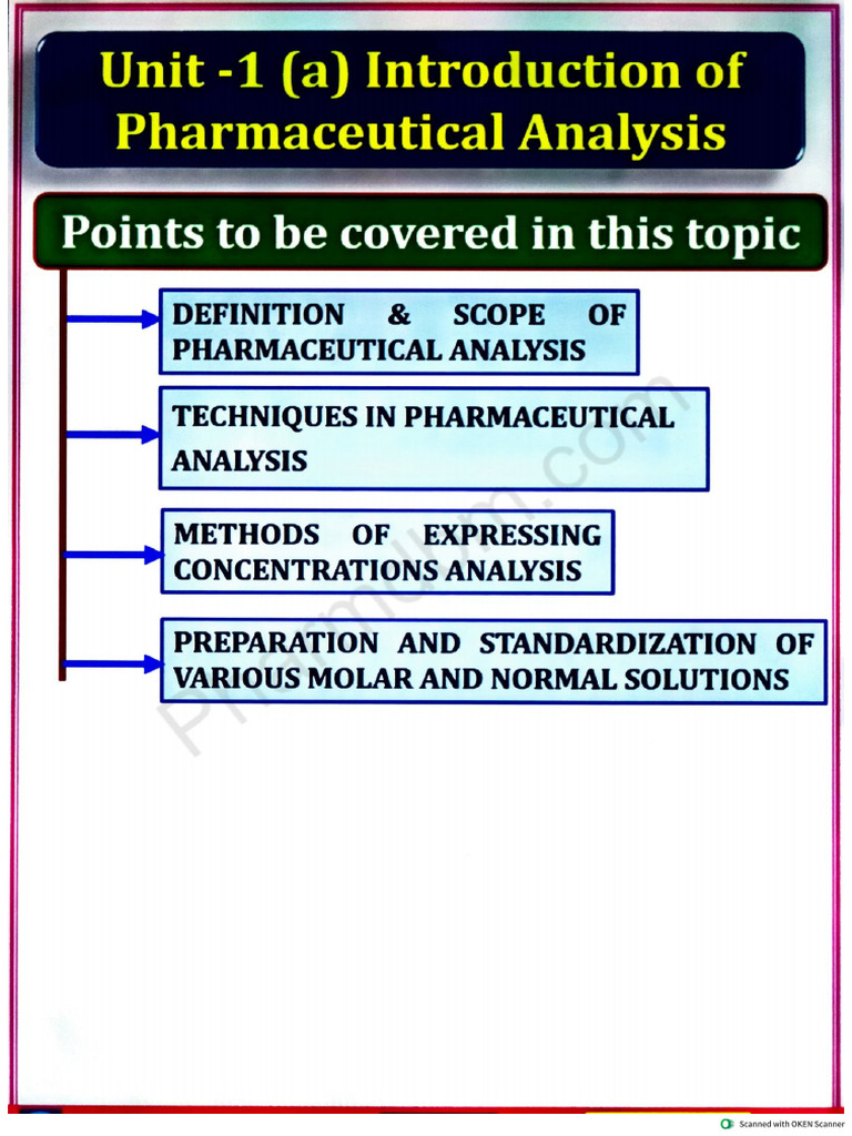 Pharmaceutical Analysis - Unit 1 | PDF