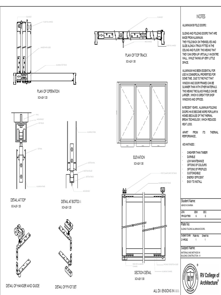 Aluminium Sliding Folding Door Details | PDF | Door | Architectural Design