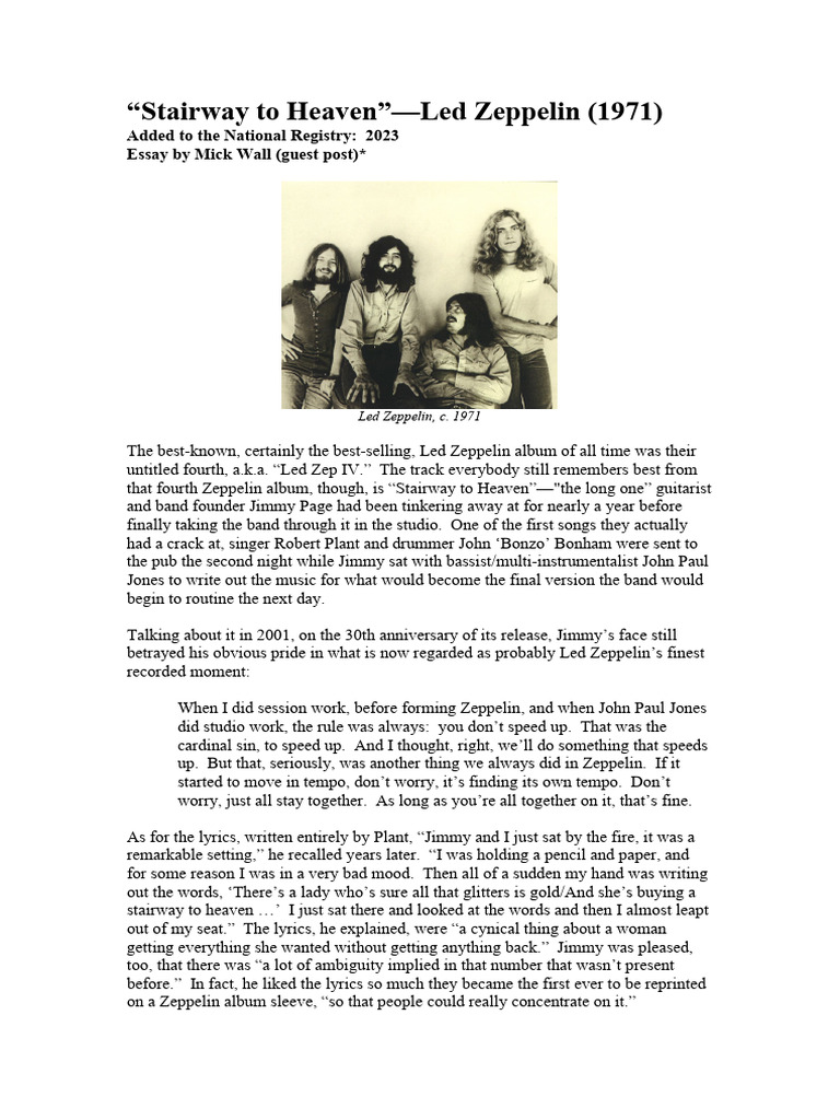 "Stairway to Heaven: Led Zeppelin's Legacy" | PDF | Led Zeppelin ...