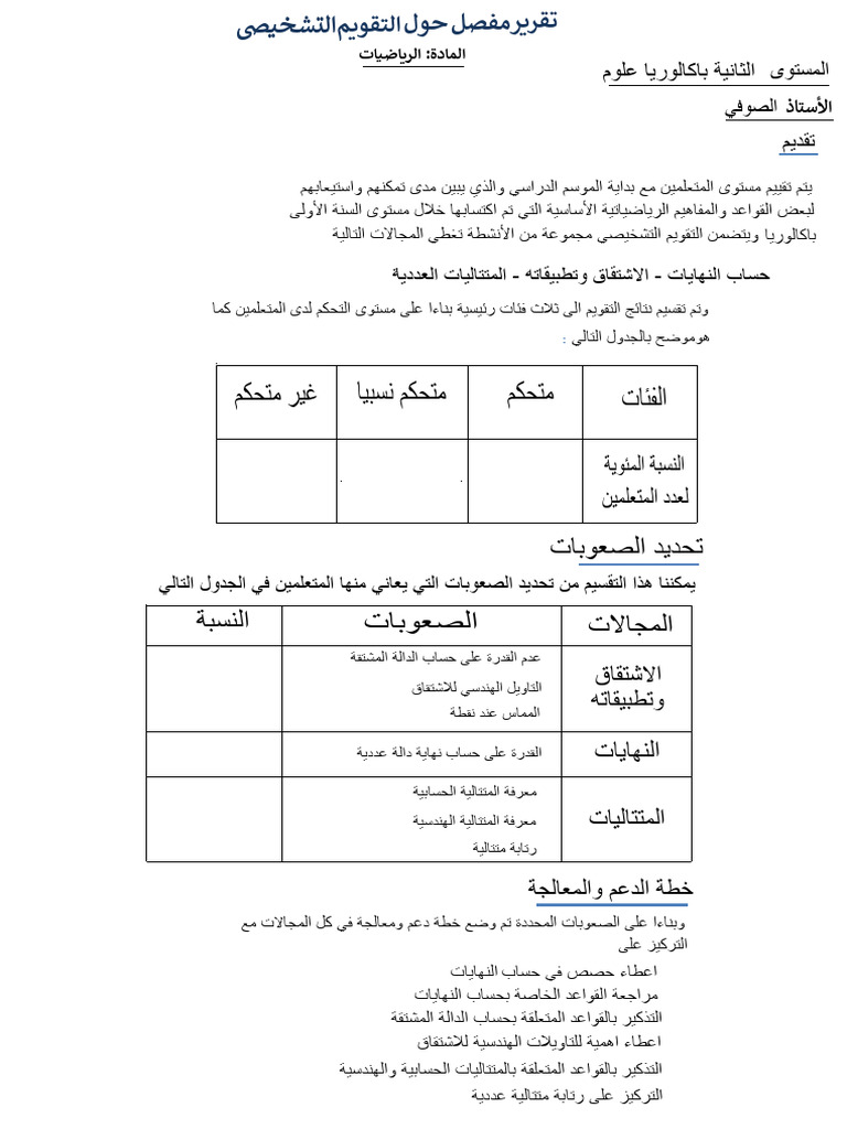 2 bac تقرير | PDF