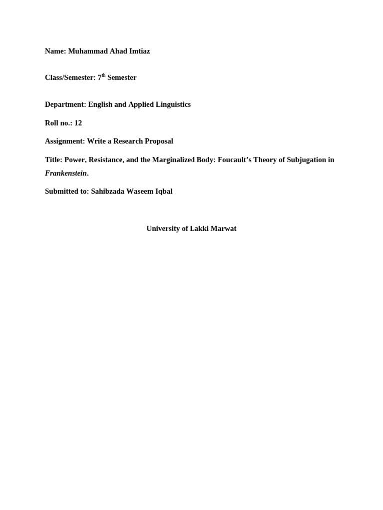 Foucault's Power in Frankenstein Analysis | PDF | Michel Foucault ...