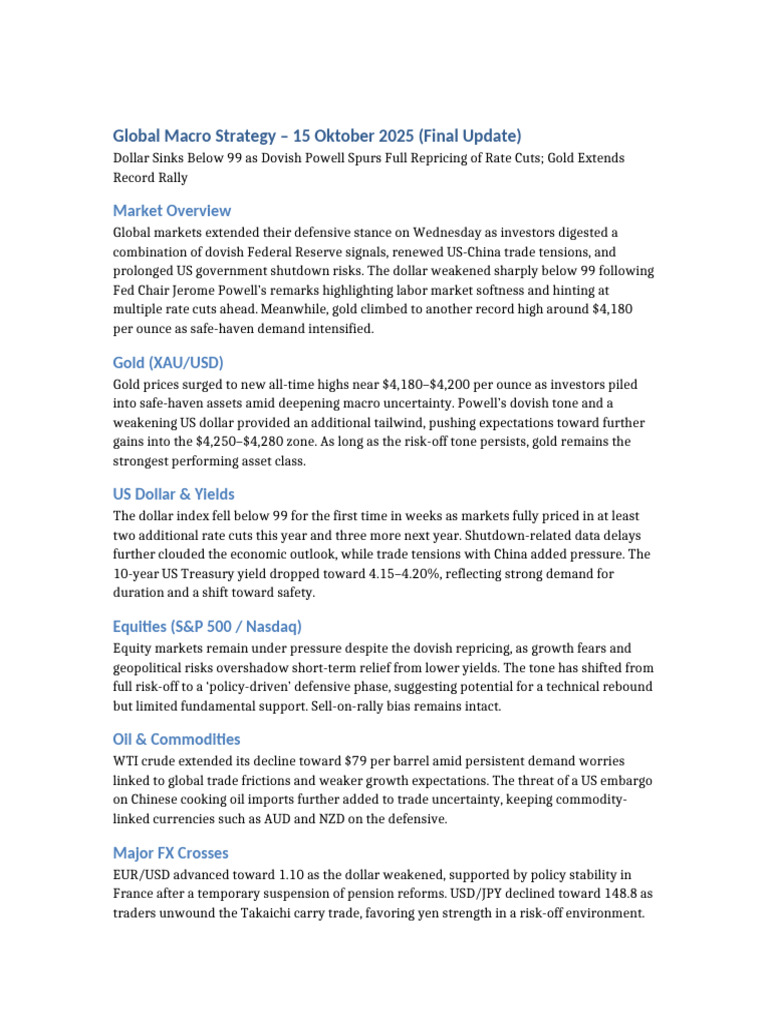 Global Macro Strategy - 15 Oktober 2025 (Final Update) | PDF | United ...