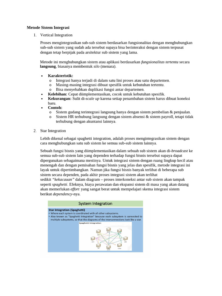 Metode Integrasi Sistem: Vertical, Star, Horizontal | PDF