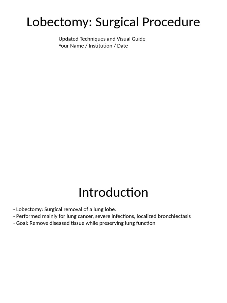 Lobectomy Surgical Procedure Final | PDF