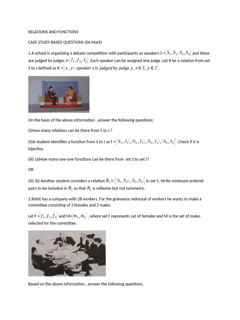 Relations and Functions Case Based Questions | PDF | Function ...