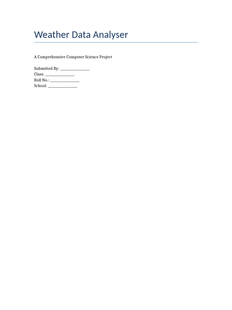 Weather Data Analyser Project Overview | PDF | Weather | Weather ...