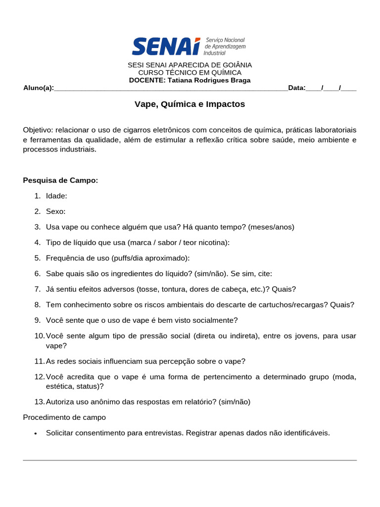 Vape, Química e Impactos | PDF | Cigarro eletrônico | Química
