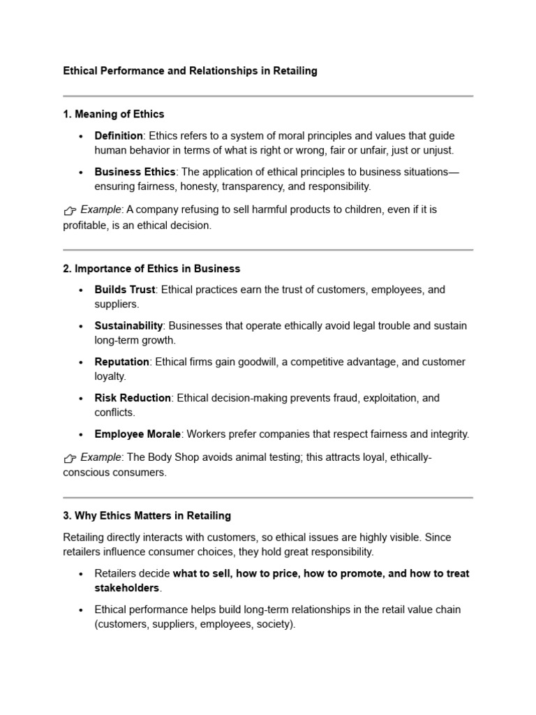 Ethics in Retailing: Building Trust and Loyalty | PDF | Retail | Employment