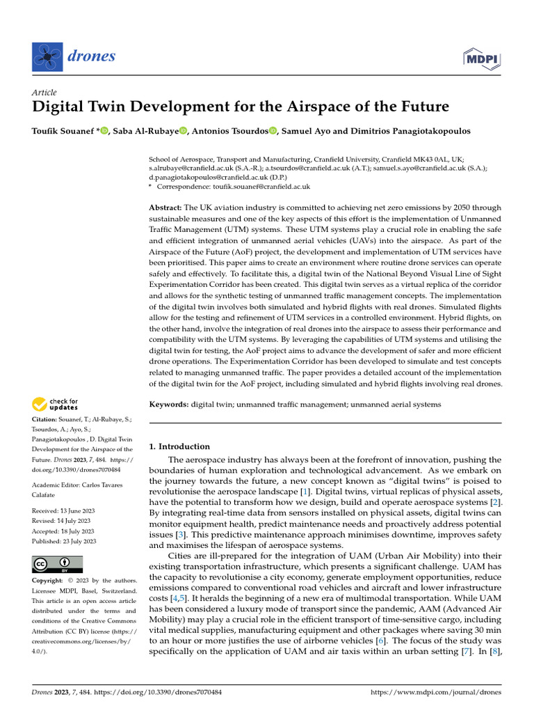 5 - Digital Twin Development For The Airspace of The Future | PDF ...
