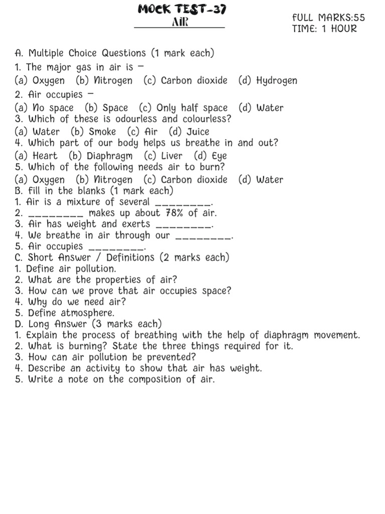 Question Paper Class 4 | PDF