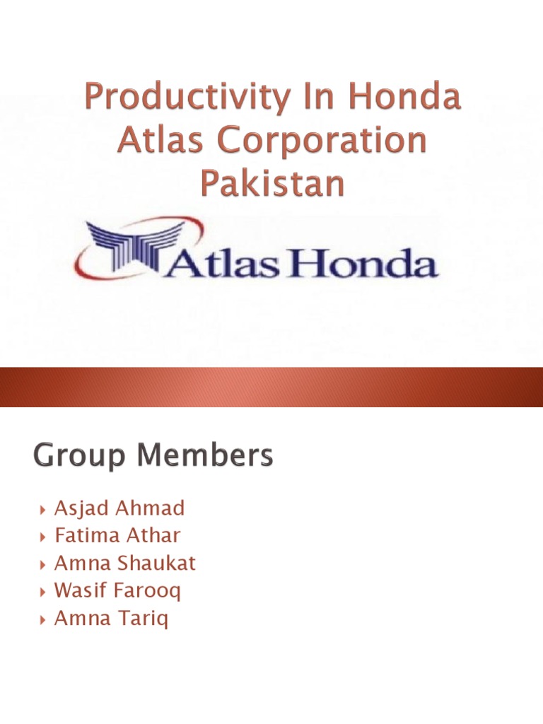 Productivity in Atlas Honda | PDF