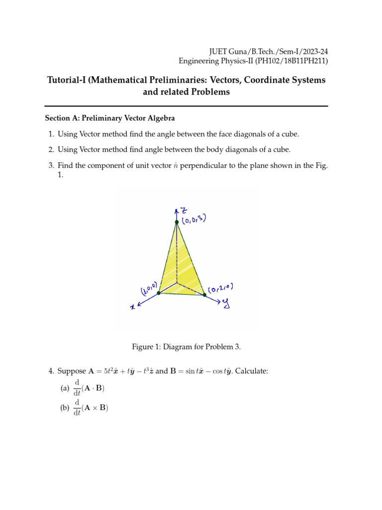 Vector Algebra and Calculus Problems | PDF