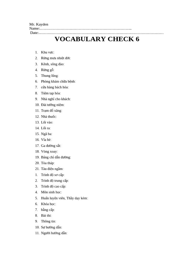 Vocabulary Check 6 | PDF