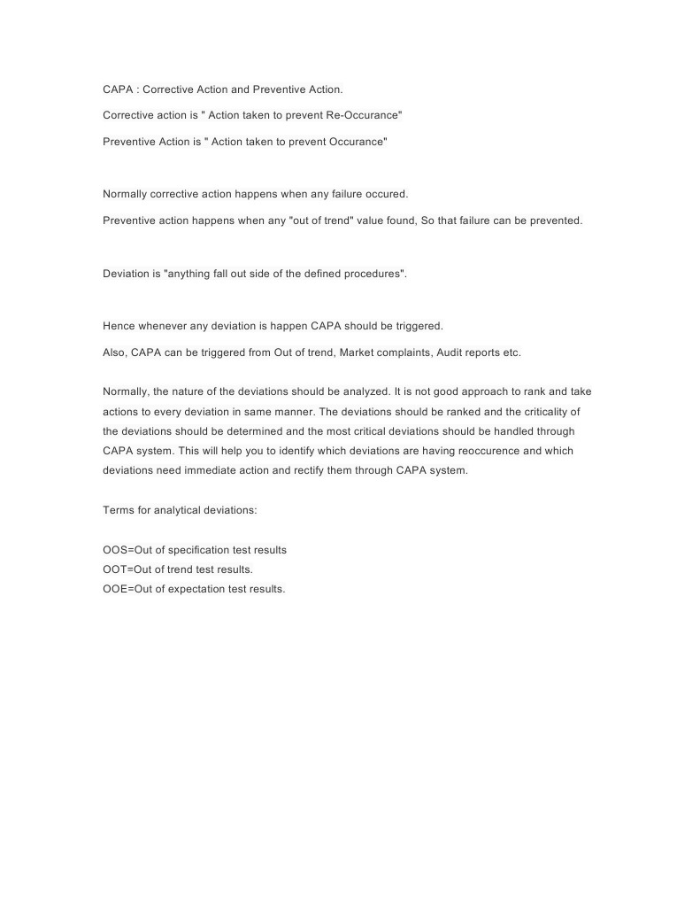 CAPA and Deviation | PDF | Business