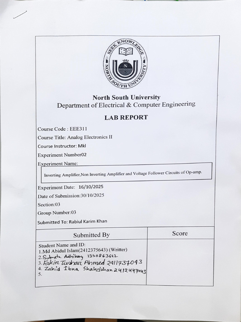 EEE 311 Lab Report 02 | PDF