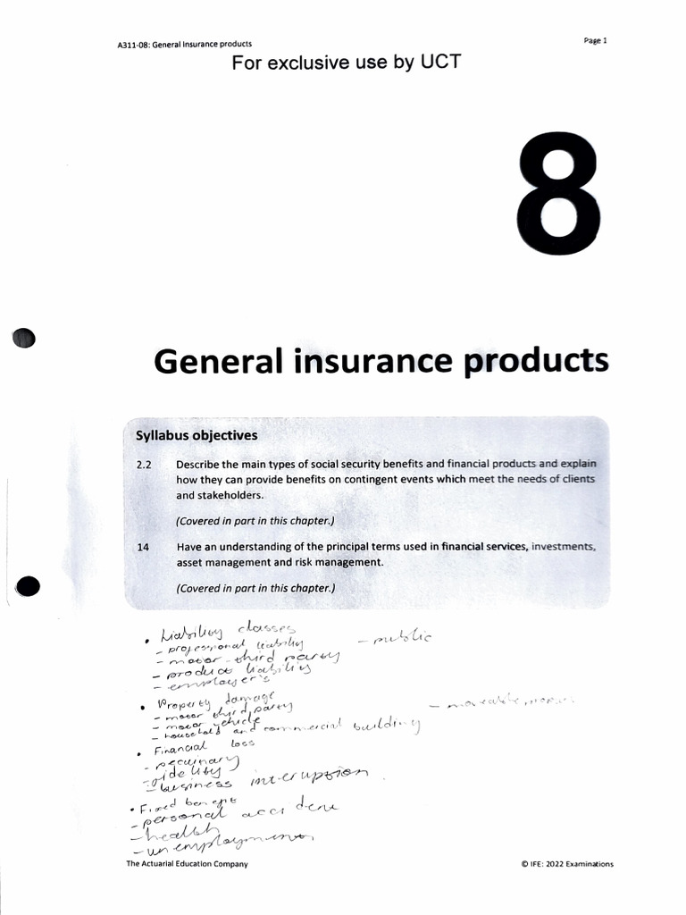 Chapter 8 - General Insurance Products | PDF | Insurance | Underwriting