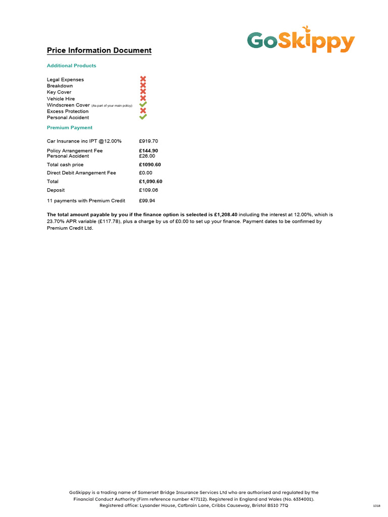 Price Information Document | PDF