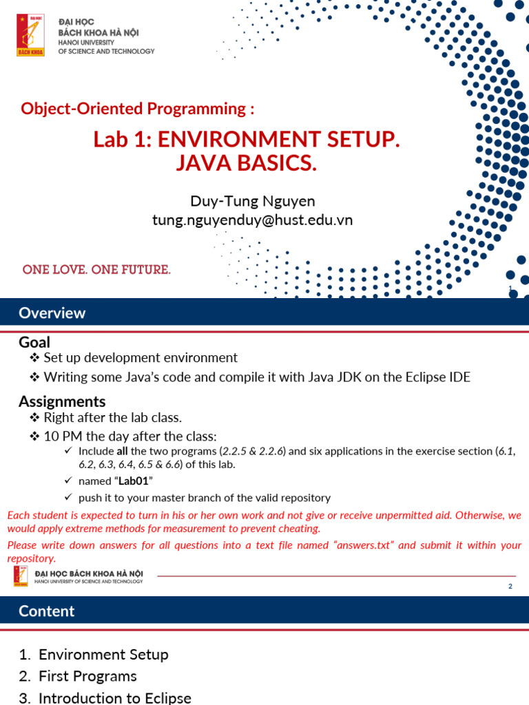 IT3100E Lab 1 Environment Setup Java Basics | PDF | Java (Programming Language) | Integrated ...