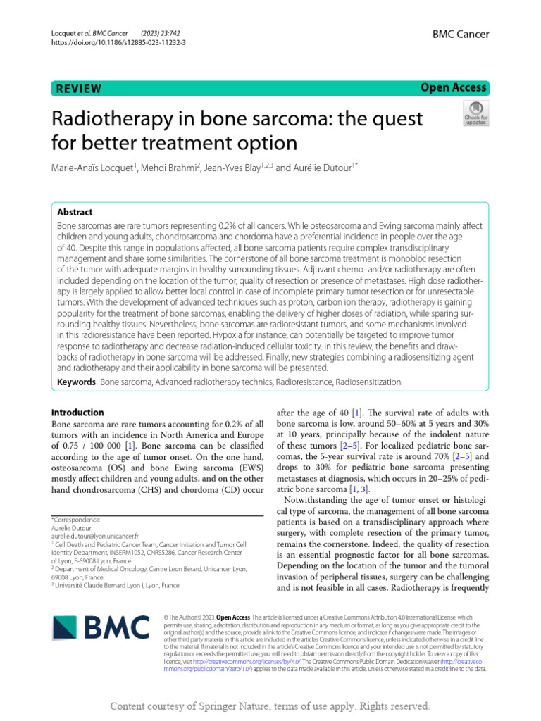Radiotherapy in Bone Sarcoma The Quest For Better | PDF | Radiation ...