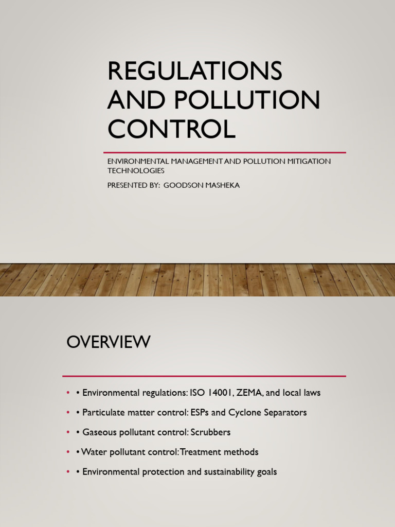Regulations and Pollution Control Presentation LECTURE 3 | PDF ...