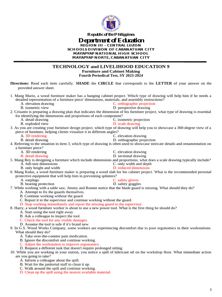 4th grading TLE 9and10 FCM | PDF | Woodworking | Drawing