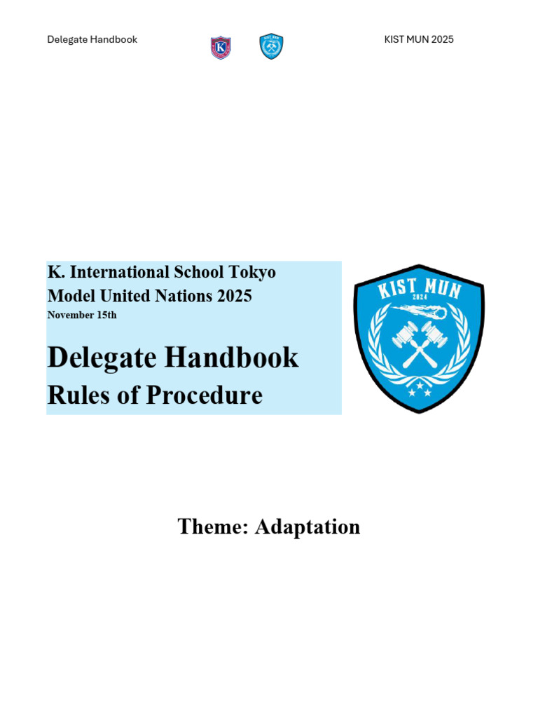 KIST MUN 2025 Delegate Handbook | PDF | United Nations | International ...