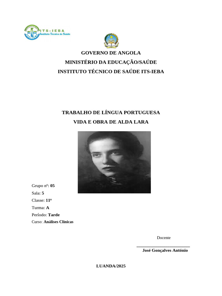 Vida e Obra de Alda Lara em Angola | PDF | Angola | Educação em Artes ...