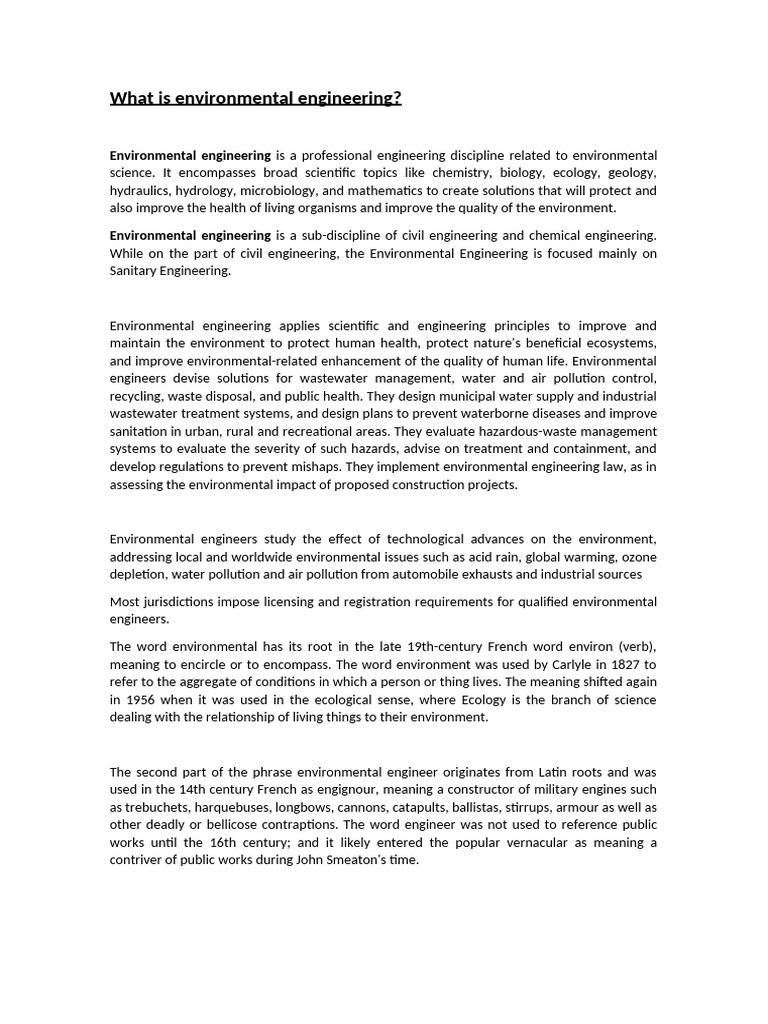 Understanding Environmental Engineering | PDF | Environmental ...