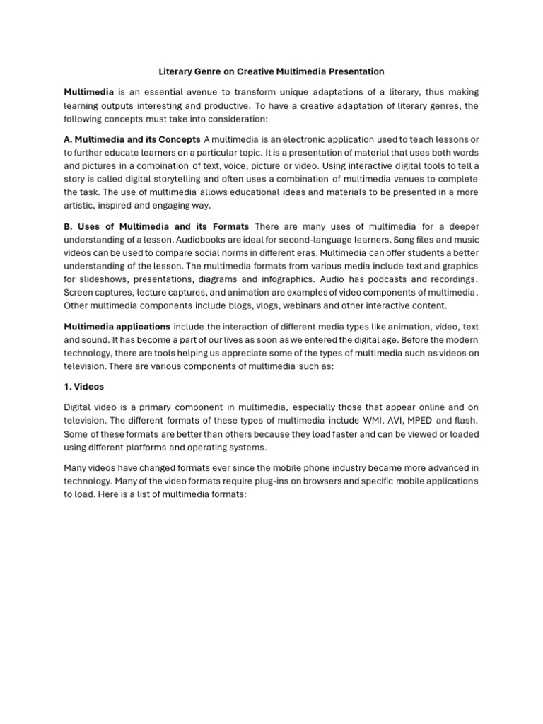 Literary Genre on Creative on Multimedia Presentation | PDF | Multimedia | Adobe Flash