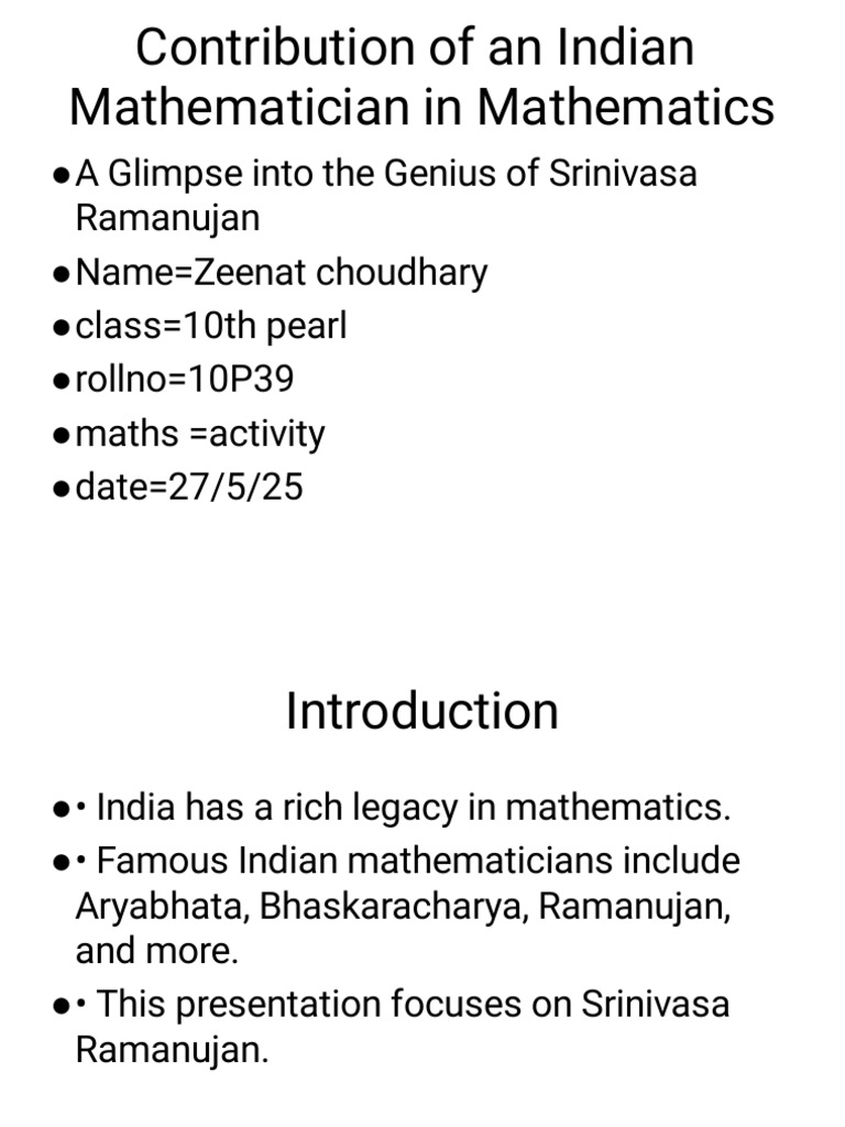 Ramanujan Mathematics Presentation | PDF