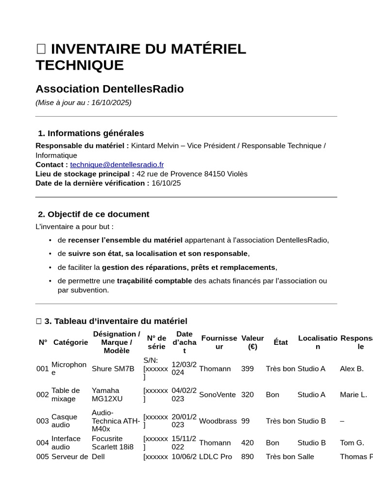 Inventaire Matériel DentellesRadio | PDF | Informatique | Architecture ...