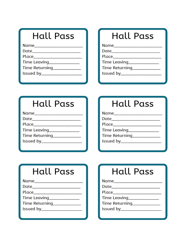 School Wide Teacher Hall Pass For Students | PDF