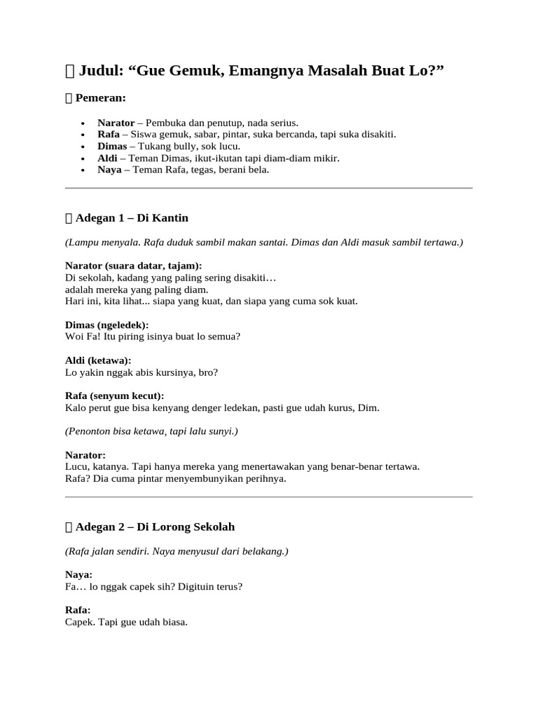 Teks Drama Bullying Ldk Kel 2 | PDF