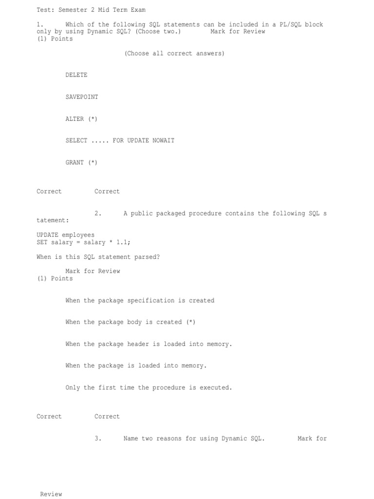 Semester 2 Mid Term Exam | PDF | Sql | Subroutine