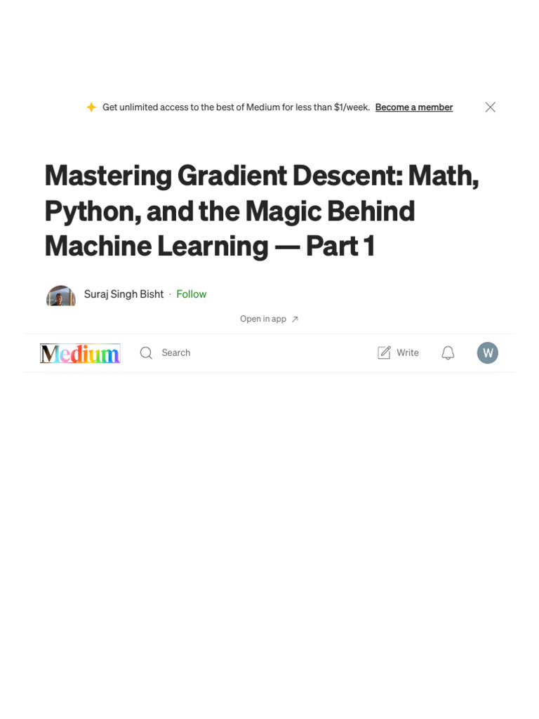 Mastering Gradient Descent - Math, Python, and The Magic Behind Machine Learning - Part 1 - by ...