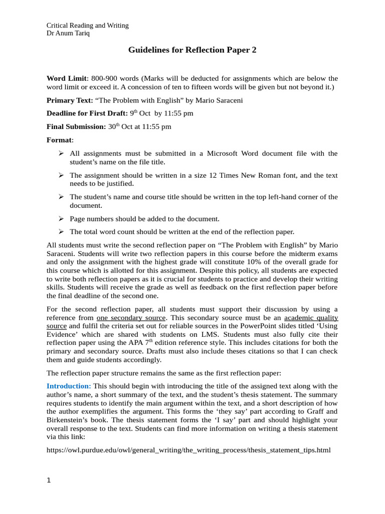 Reflection Paper 2 (4) | PDF | Turnitin | Plagiarism