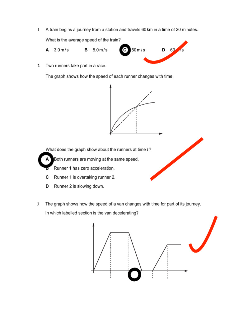 Motion (Multiple Choice) QP (1) | PDF | Speed | Acceleration