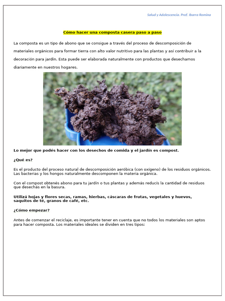 Cómo Hacer Una Composta Casera Paso A Paso | PDF | Compost | Residuos