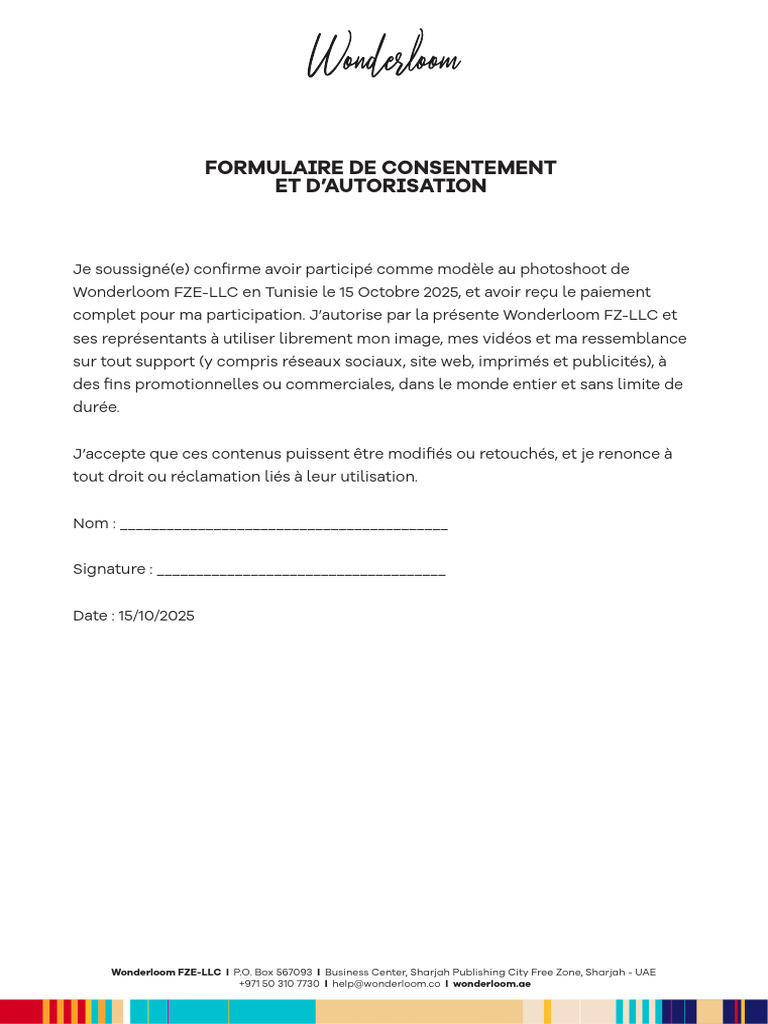 Model Release & Consent Form French | PDF